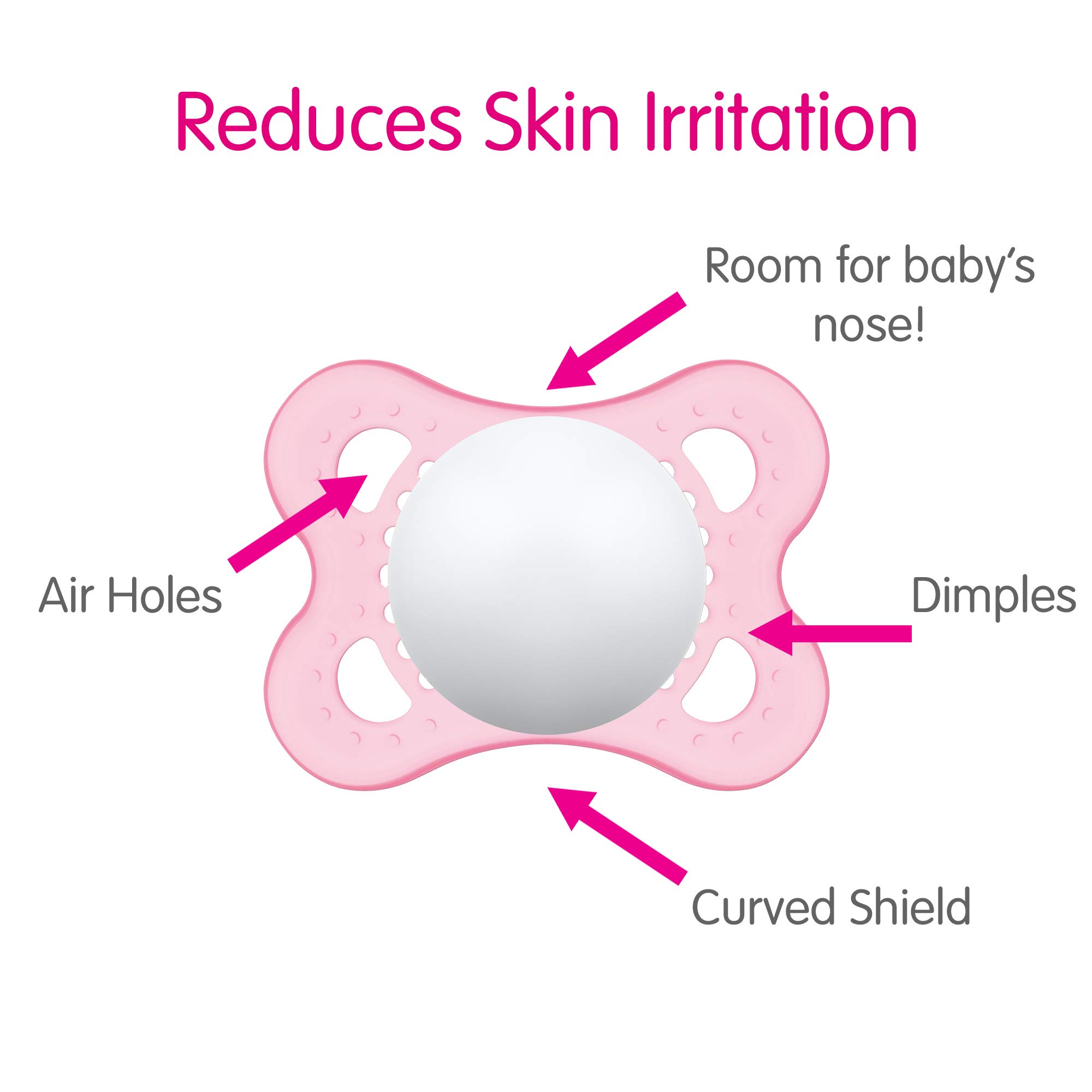 MAM Original Baby Pacifier, Nipple Shape Helps Promote Healthy Oral Development, Sterilizer Case, Love & Affection/Girl, 0-6 Months (Pack of 2)