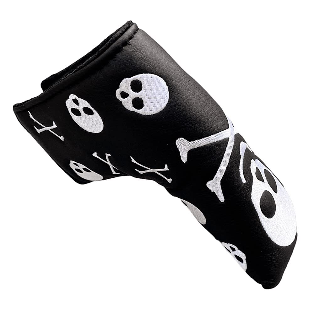 Skull and Cross Bone Golf Putter Cover Headcover Blade Putter Head Cover in Black fits for Scotty Cameron Neowport Putter Width Under 1.5β