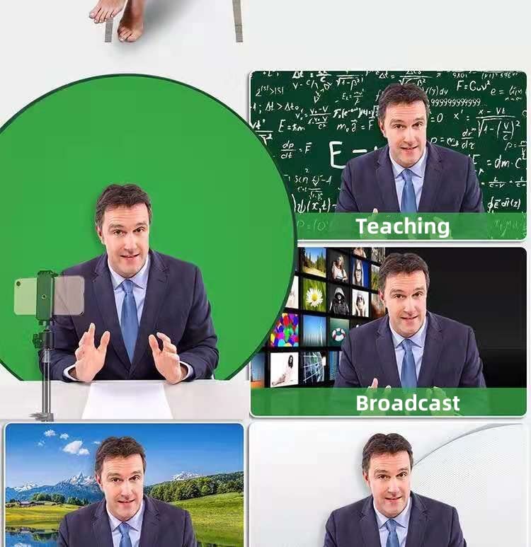 Portable Green Screen Backdrop, Collapsible Webcam Background, Green Screen Chroma Key for Video Chats, Zoom, Online Video Meeting, Photo with with Storage Bag (43.3×43.3inch(Circle))
