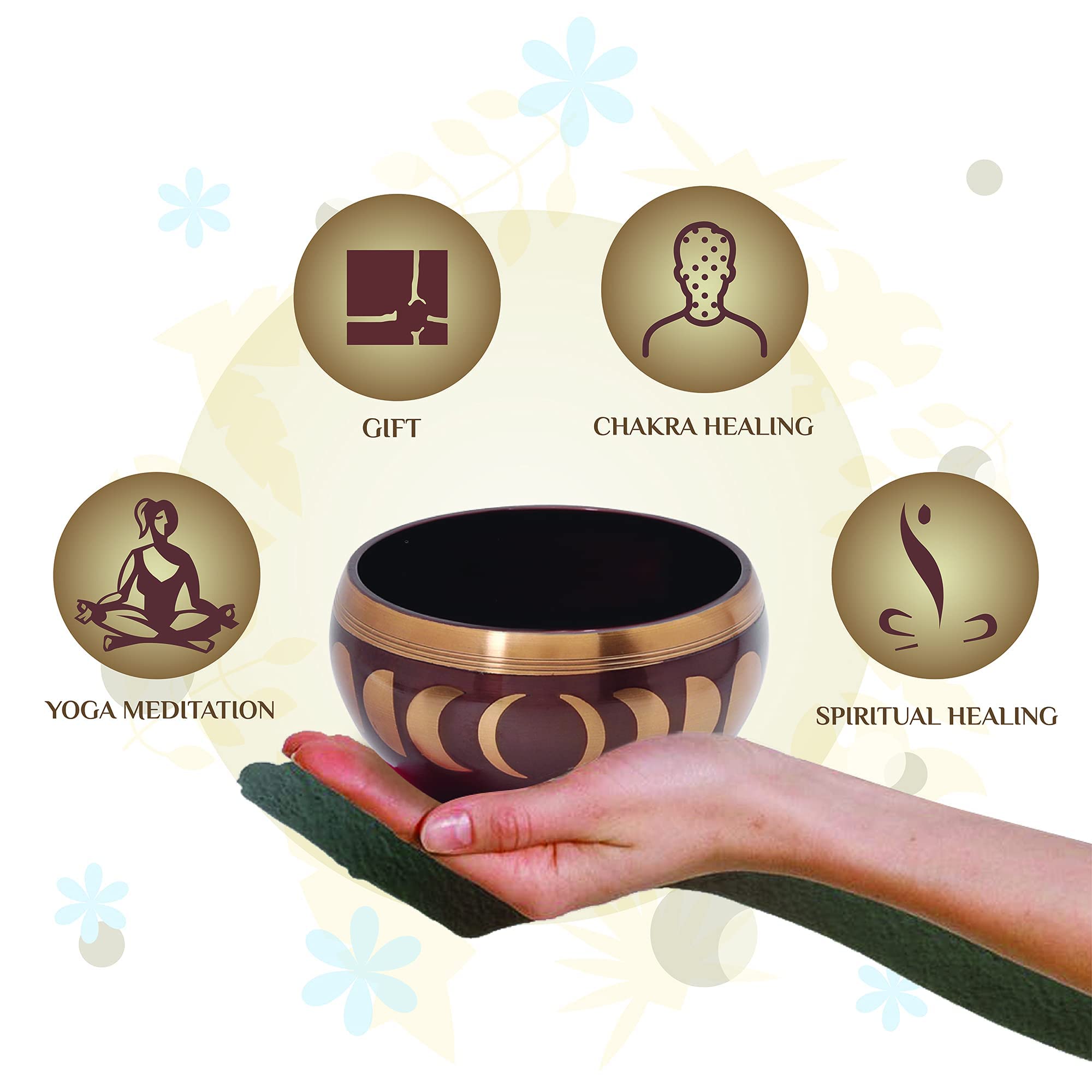 MyShape Time Tibetan Singing Bowl Set Eclipse Meditation Bowl Sun Moon Singing Bowls For Beginners With Handcrafted Gift Box - Chakra Healing, Yoga, Spiritual Healing Sound Bowl (Eclipse)