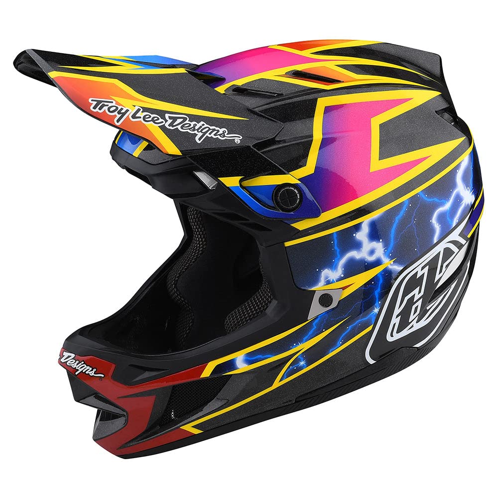 Troy Lee Designs D4 Carbon Full Face Bicycle Helmet for Max Ventilation Lightweight MIPS EPP EPS Racing Downhill DH BMX MTB - Adult Men Women - Lightning Black, X-Large