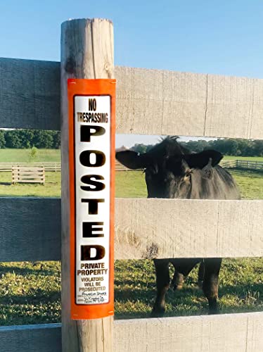 WristCo Posted Sign Orange No Trespassing for outdoors - 4" x 20" 100 per Roll - weatherproof tear-resistant Tyvek high visibility for warning hunting fishing trapping