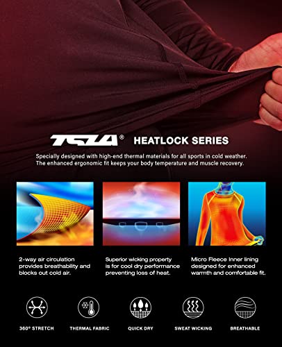 TSLA Kid's & Boy's and Girl's Thermal Long Sleeve Tops, Crew Neck Fleece Lined Compression Base Layer Shirts, Thermal Mock Neck Purple, 16