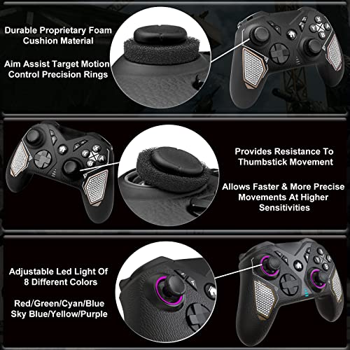 Wireless Controller for iPhone/Android/Switch/PC Gamepad Joystick, Custom Turbo Key, Detachable 4 Programming Back Button, RGB LED Light, PU Leather, with Phone Clip, Call of Duty, Diablo Immortal