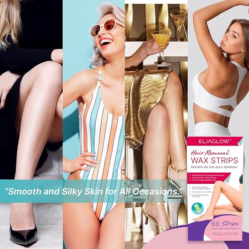 Wax Strips Hair Removal for Women: ELIAGLOW 40 Waxing Strips Dual Sides & 4 Calming Oil Wipes