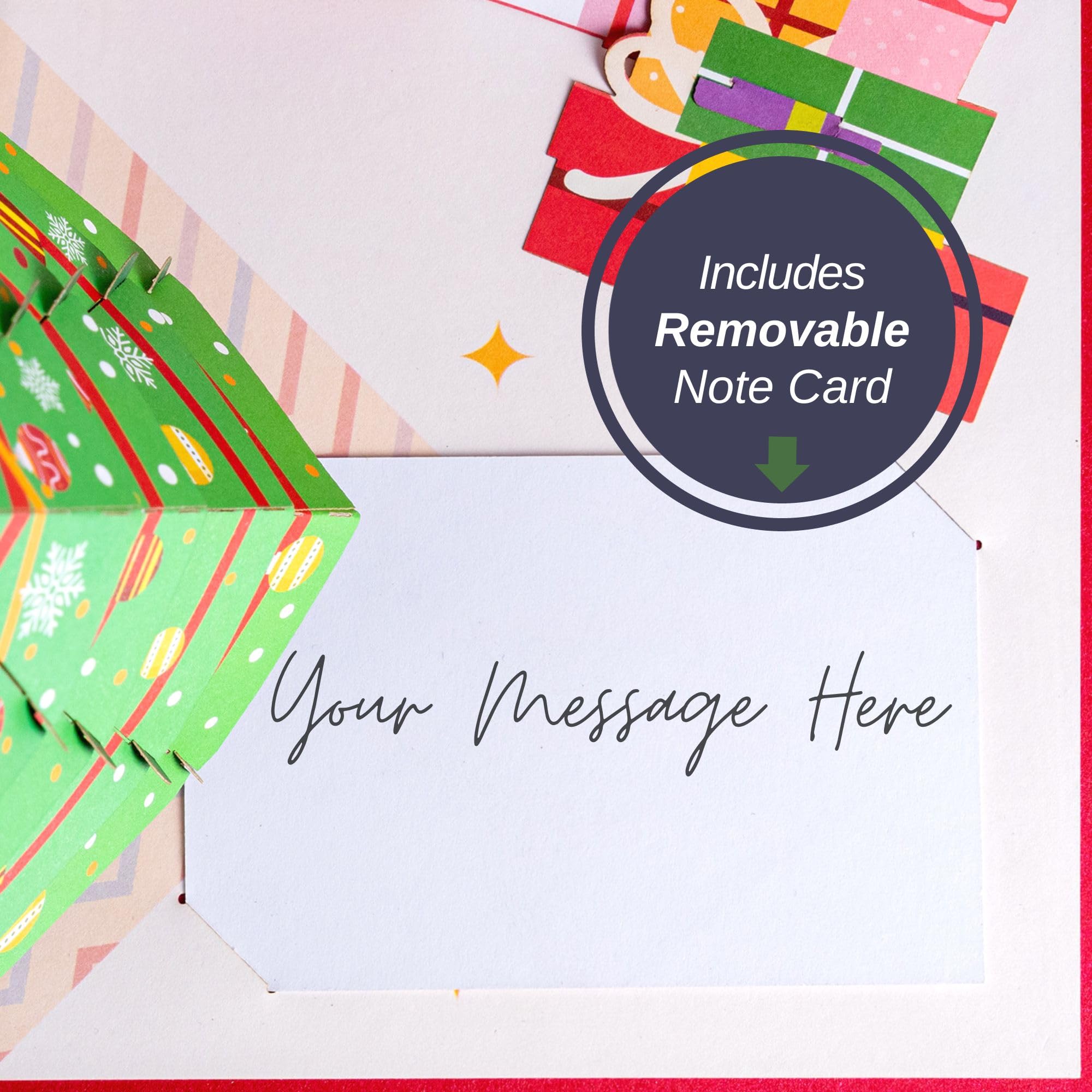 Paper Love Christmas Tree Pop Up Christmas Card, 3D Christmas Greeting Cards, For Christmas or Holidays - 5" x 7" Cover - Includes Envelope and Note Tag