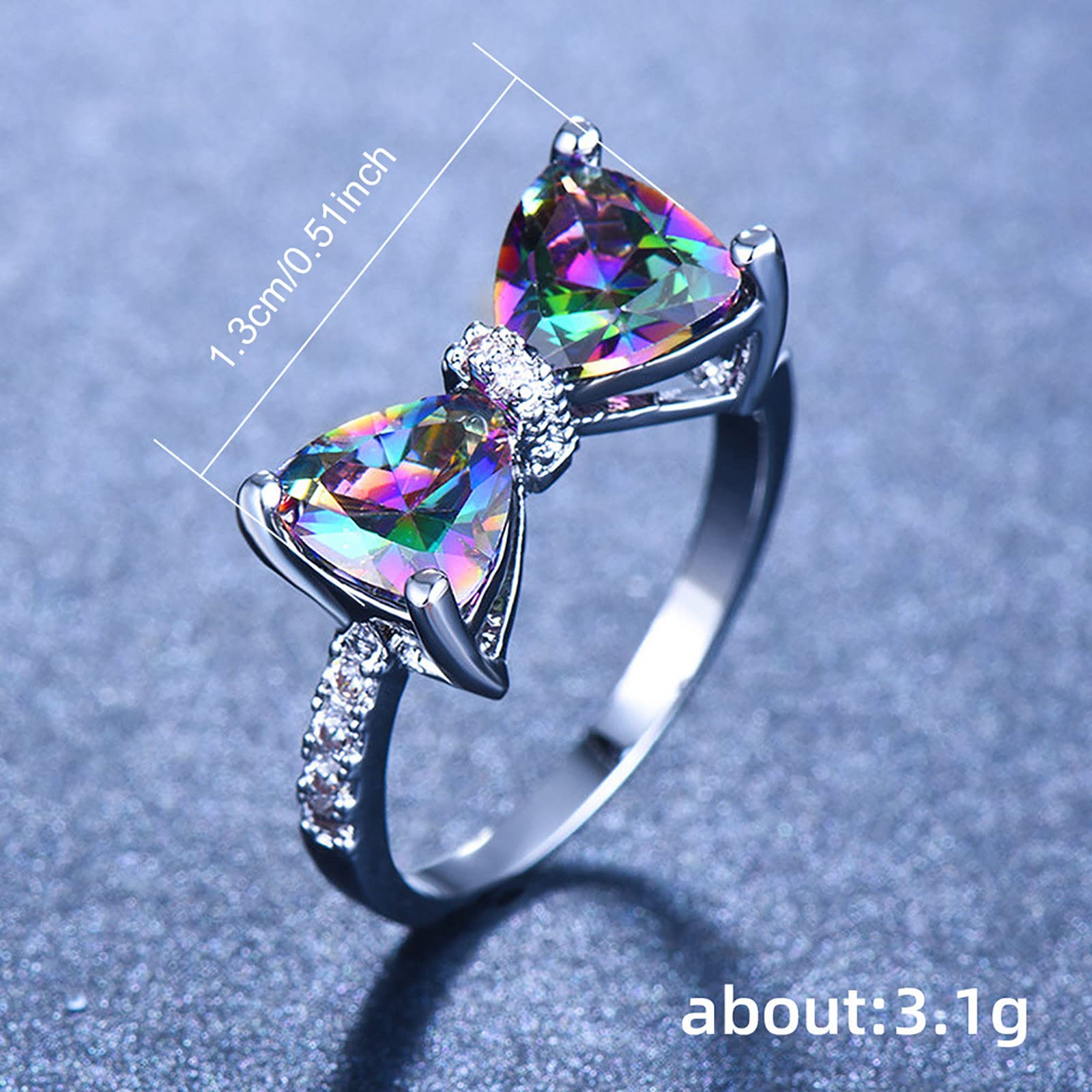 Women Fashion Colorful Butterfly Zircon Promise Rings Inlaid Diamond Ring Size 6-10, Stackable Engagement Sterling Silver Ring Anniversary Band