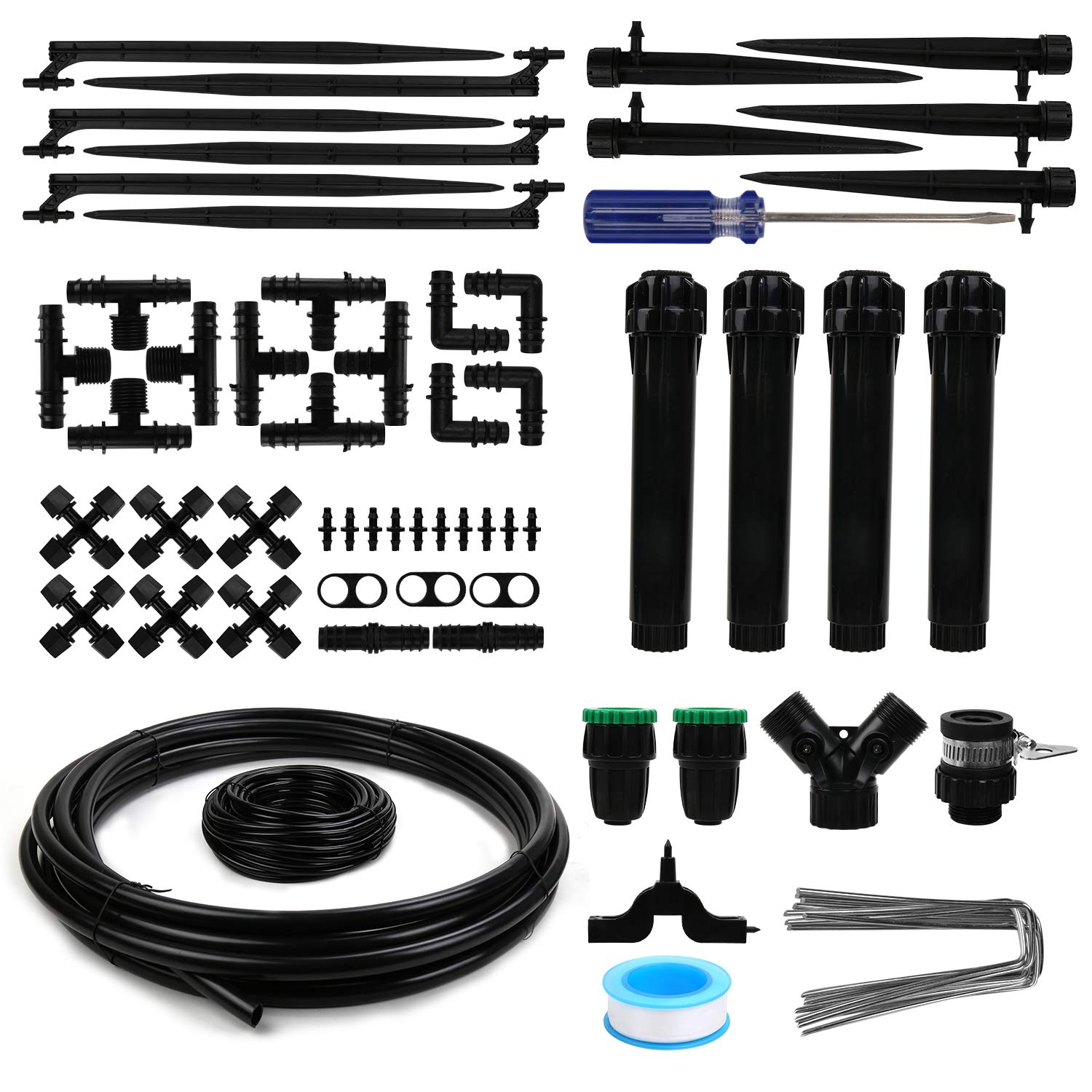 OUTFANDIA 2020 Garden Irrigation System for Large Garden House. 1/2" Blank Distribution Tubing 100ft Watering Drip Kit/DIY Saving Water Automatic Irrigation Equipment Set with Strong Flow.