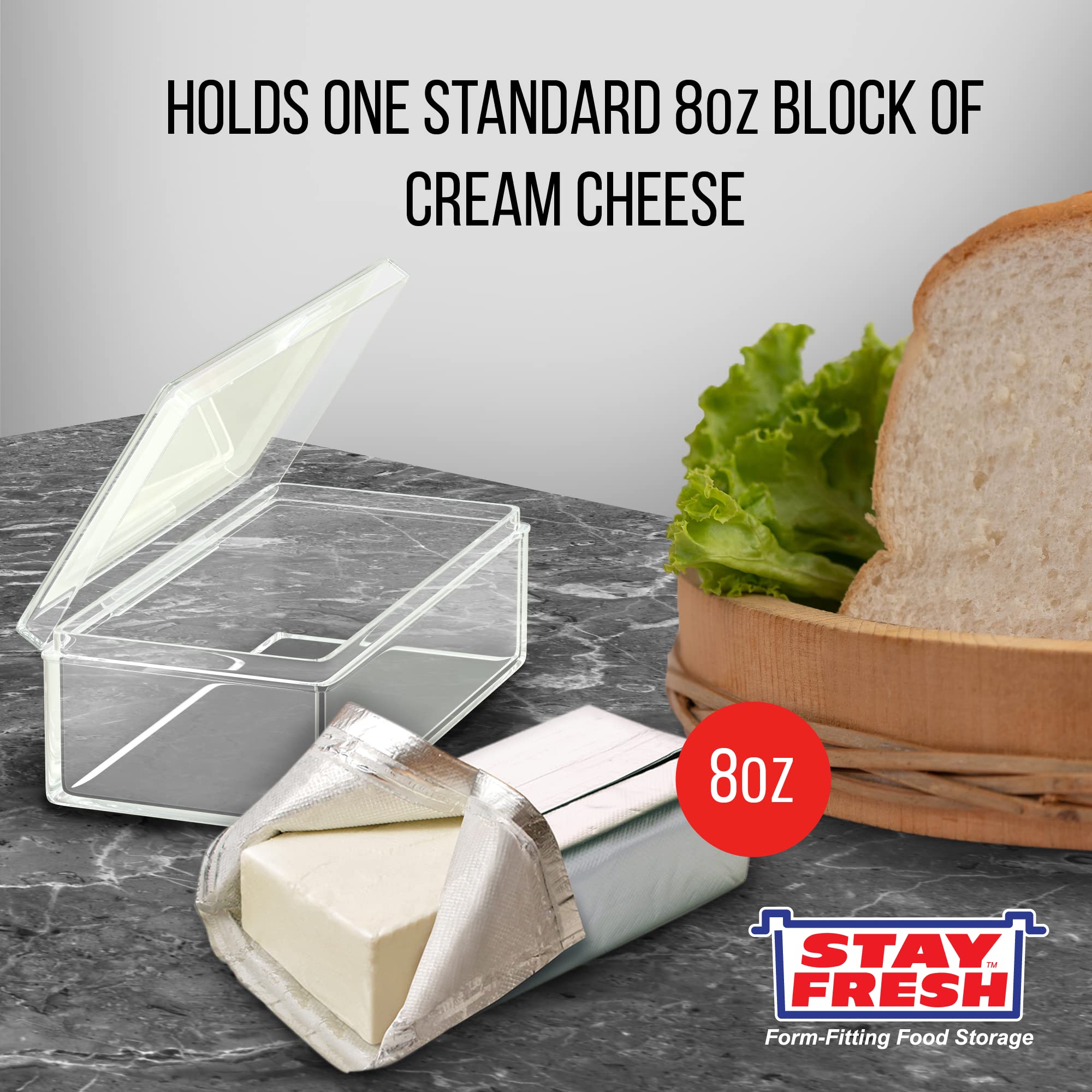 Stay Fresh Cream Cheese Container For Fridge Clear Plastic for Cream Cheese, Dishwasher Safe, BPA Free β Cheese Dish for your Pantry, Counter, Refrigerator