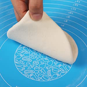 Silicone Baking Mat with Measurements - |Non Slip Non Stick| Pastry Rolling,Counter Mat,Dough Rolling Mat,Oven Liner,Fondant/Pie Crust Mat (25" x 18 ", blue)