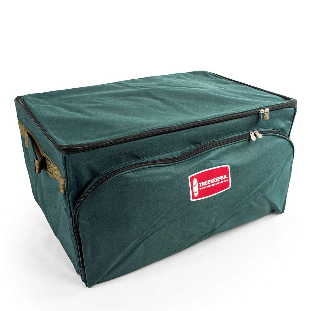 TreeKeeper (Green Christmas Ornament Storage Box with Dividers) - Deluxe Ornament Keeper - Holds 72 Ornaments up to 4 Inches in Diameter | 3 Removable Trays with Separators | Acid-Free Fabric Lining