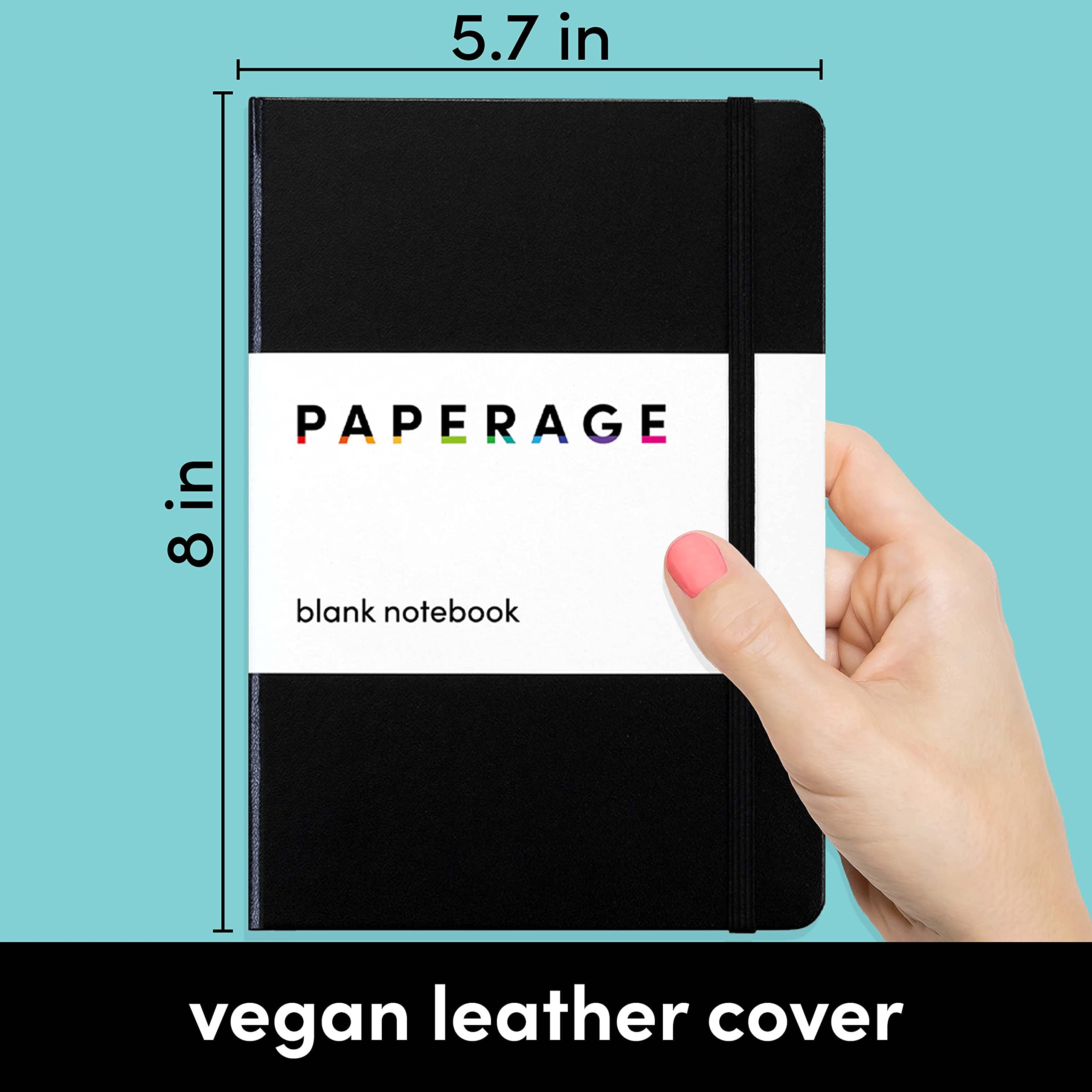 PAPERAGE Blank Journal Notebook, (Dark Grey), 160 Pages, Medium 5.7 inches x 8 inches - 100 GSM Thick Paper, Hardcover