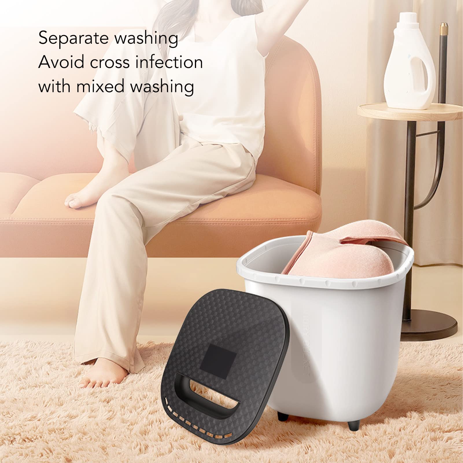 Portable Washing Machine, Forward and Reverse Rotation Mini Underwear Washer Compact Small Laundry for Apartment Dorm Home