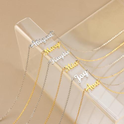 SANNYRA Mia Name Necklace Personalized 18K Real Gold Plated Customized Nameplate Necklace Jewelry Gifts for Women