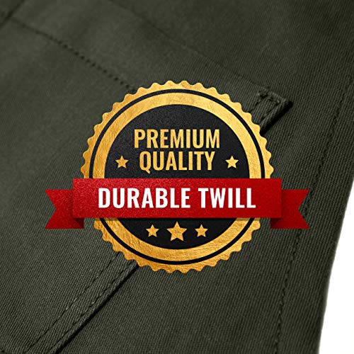Under NY Sky Essential Army Green Apron β Cross-Back with Durable Twill and Leather Reinforcement β Adjustable for Men and Women β Pro Chef, Tattoo Artist, Baker, Barista, Bartender, Server Aprons