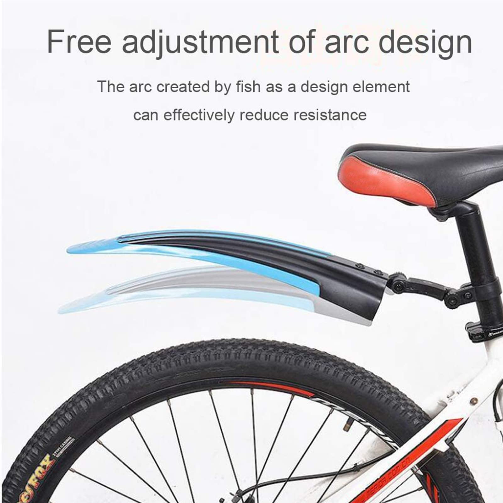 NEW BARLEY Bicycle Mudguards,Mountain Bike Mud Tiles,Front and Rear Rainguards Mud Two-Section Angle Adjustment Mudguard Angle Red