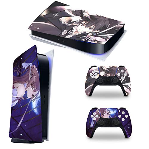 SAO Kirito - PS5 Standard Edition Skin Console and 2 Controller, Vinyl Decal Sticker Full Cover Protective