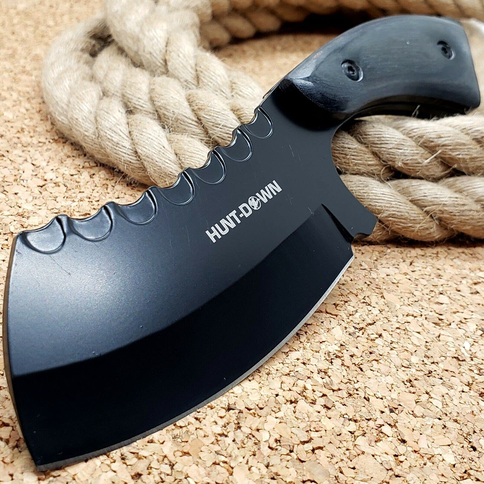 S.S. Fixed Knives 7.5In Fixed Blade Cleaver Hunting Knife Full Tang Survival Wood Handle Sheath