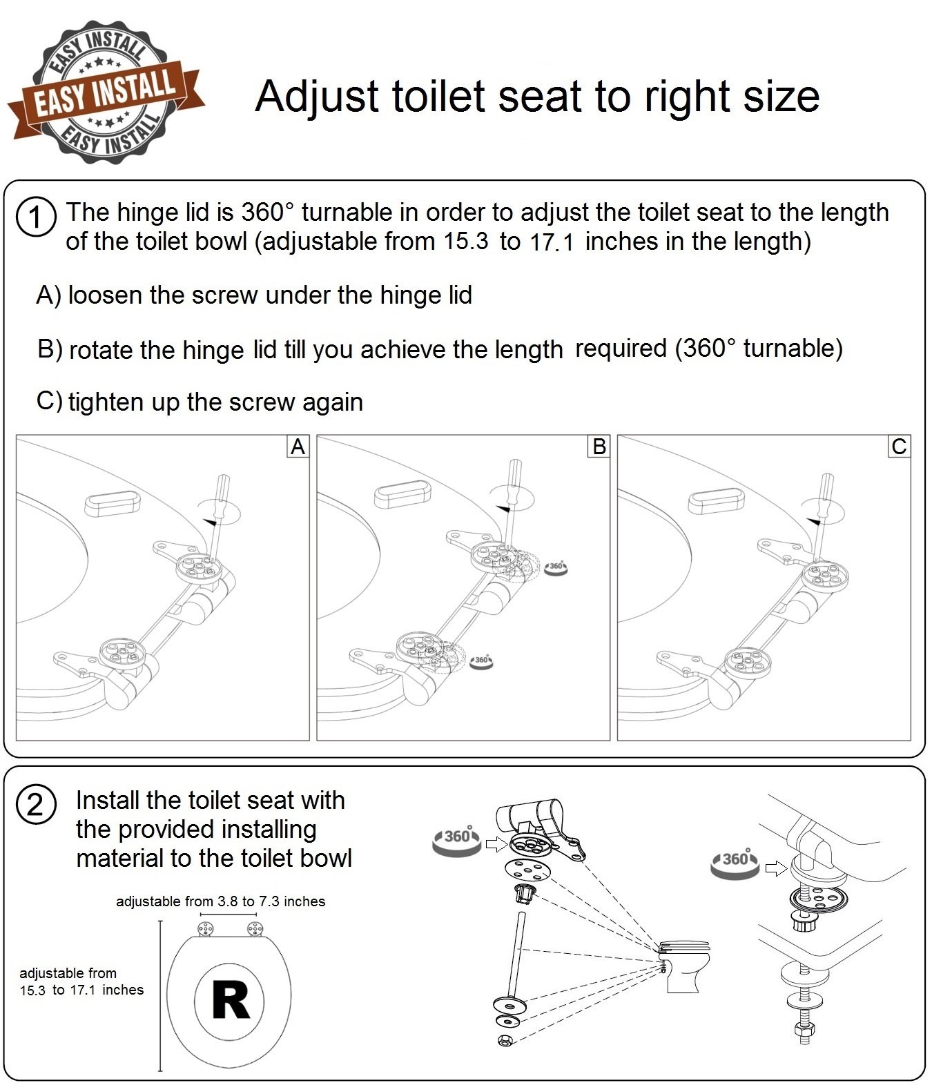 Sanilo ROUND, Silent Slow Close, Molded Wood, Adjustable Toilet Seat, Old Tree