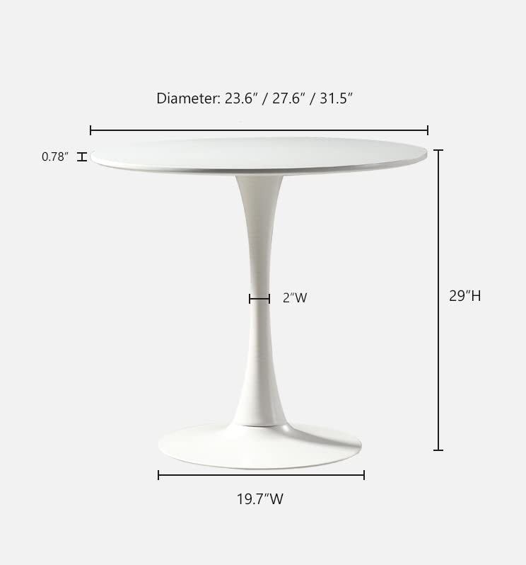 MIINO Round Modern Style Solid Wood Dining Table Dining Furniture with Tulip Base, Small Table for Office Small Coffee Table for 2, White, 23.6" W