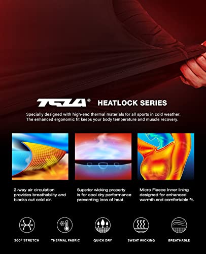 TSLA Women's Thermal Long Sleeve Tops, Mock Turtle & Crew Neck Shirts, Fleece Lined Compression Base Layer, Heat Core Mock Neck 2pack Black/Charcoal, Medium