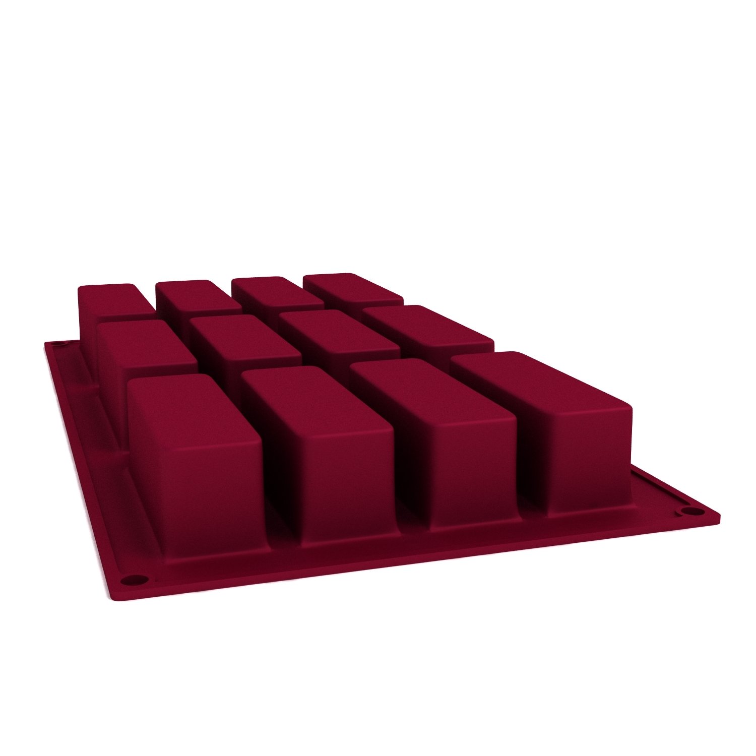 Ultra-Premium, Eco-Friendly 12-Oblong Cavity Narrow Rectangle Silicone Bars, Baking Mold/Baking Pan for Soap, Cake, Bread, Cupcake, Cheesecake, Cornbread, Muffin & Brownies 29.5x17.5x1.3 by MORE