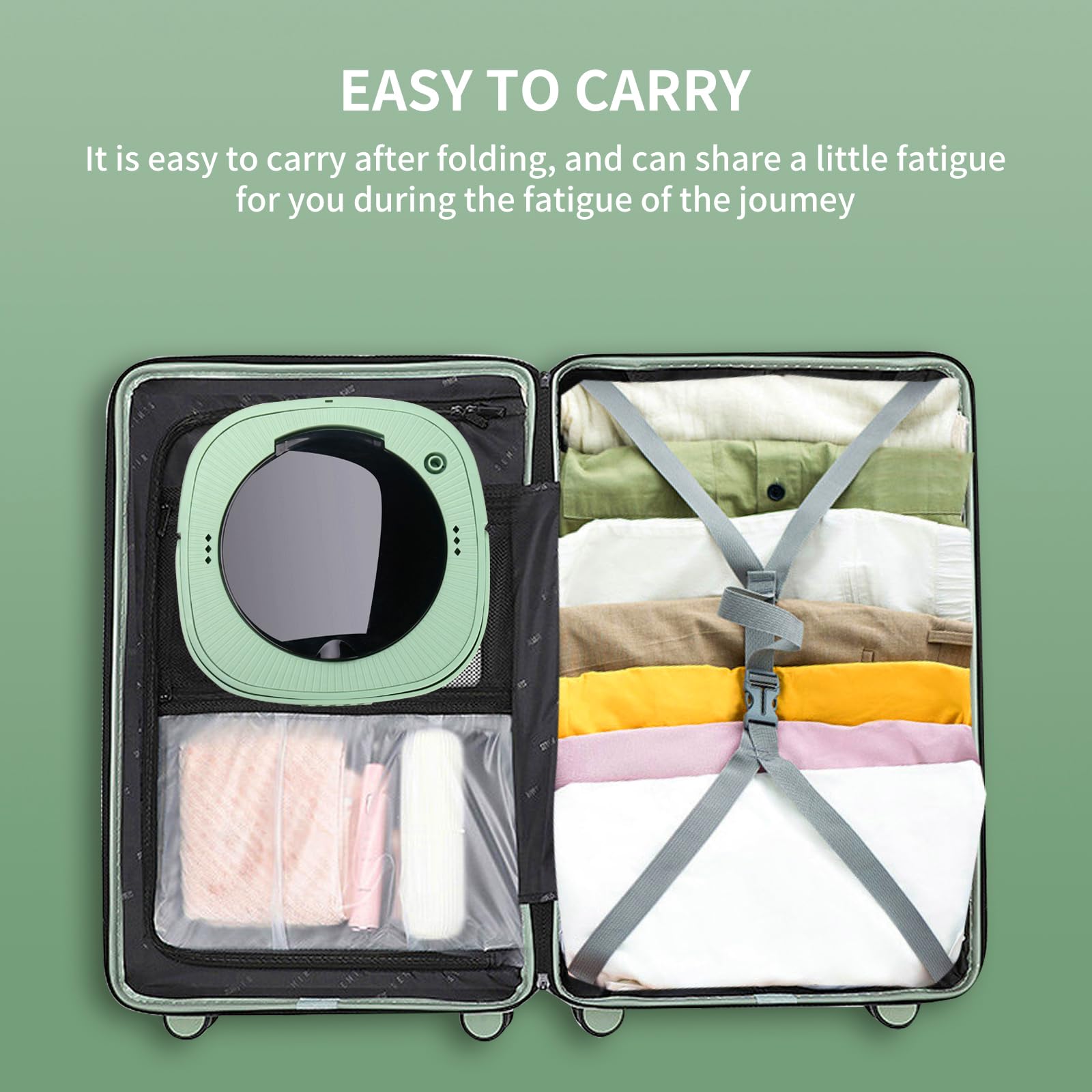 Portable Washing Machine, Foldable Mini Washing Machine, Small Washing Machine for Underwear, Baby Clothes, or Small Items, Suitable for Apartments, Dormitories, Camping, Travel (Green)