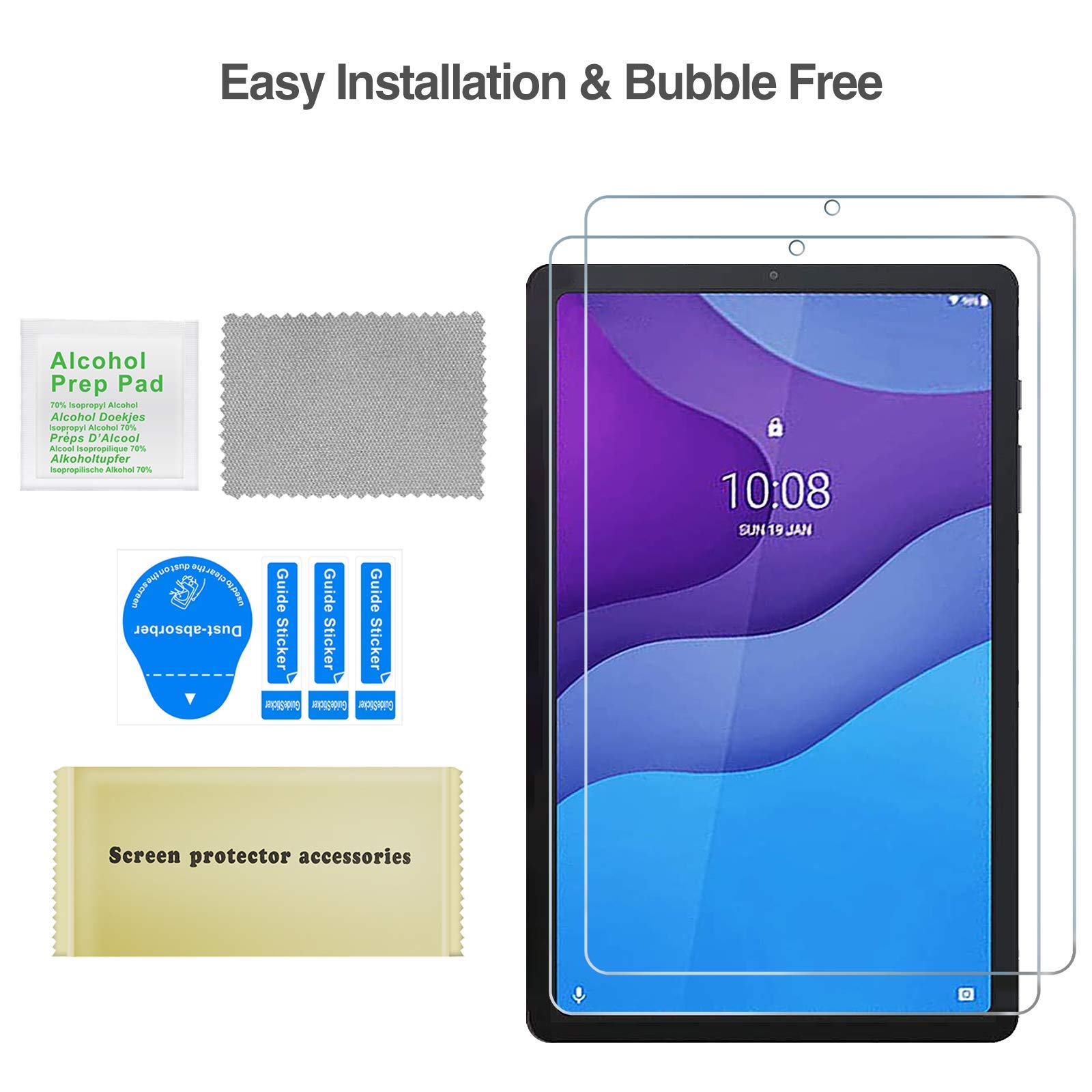 ProCase [2 Pack] Screen Protector for Lenovo Tab M10 HD 2nd Gen (TB-X306X) / Smart Tab M10 HD 2nd Gen (TB-X306F) 10.1 Inch 2020 Release, Tempered Glass Screen Film Guard Screen Protector –Clear