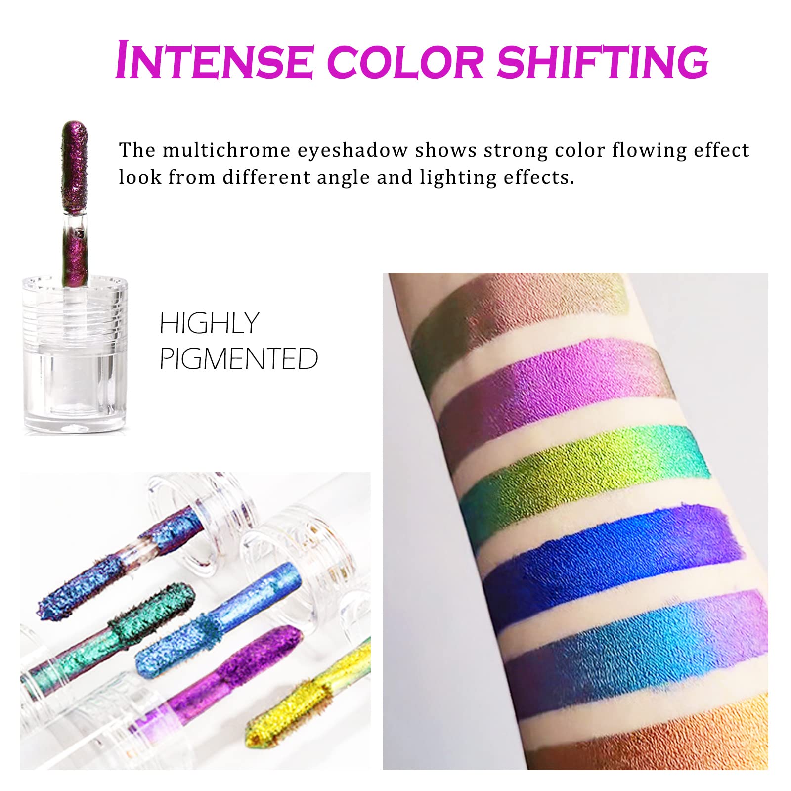 Multichrome Eyeshadow Liquid,Chameleon Liquid Eyeshadow,Intense Metallic Color Shifting Creamy Eye Shadows,Waterproof Long Lasting No Creasing Quick Drying Eye Makeup (01#-2 Pack)