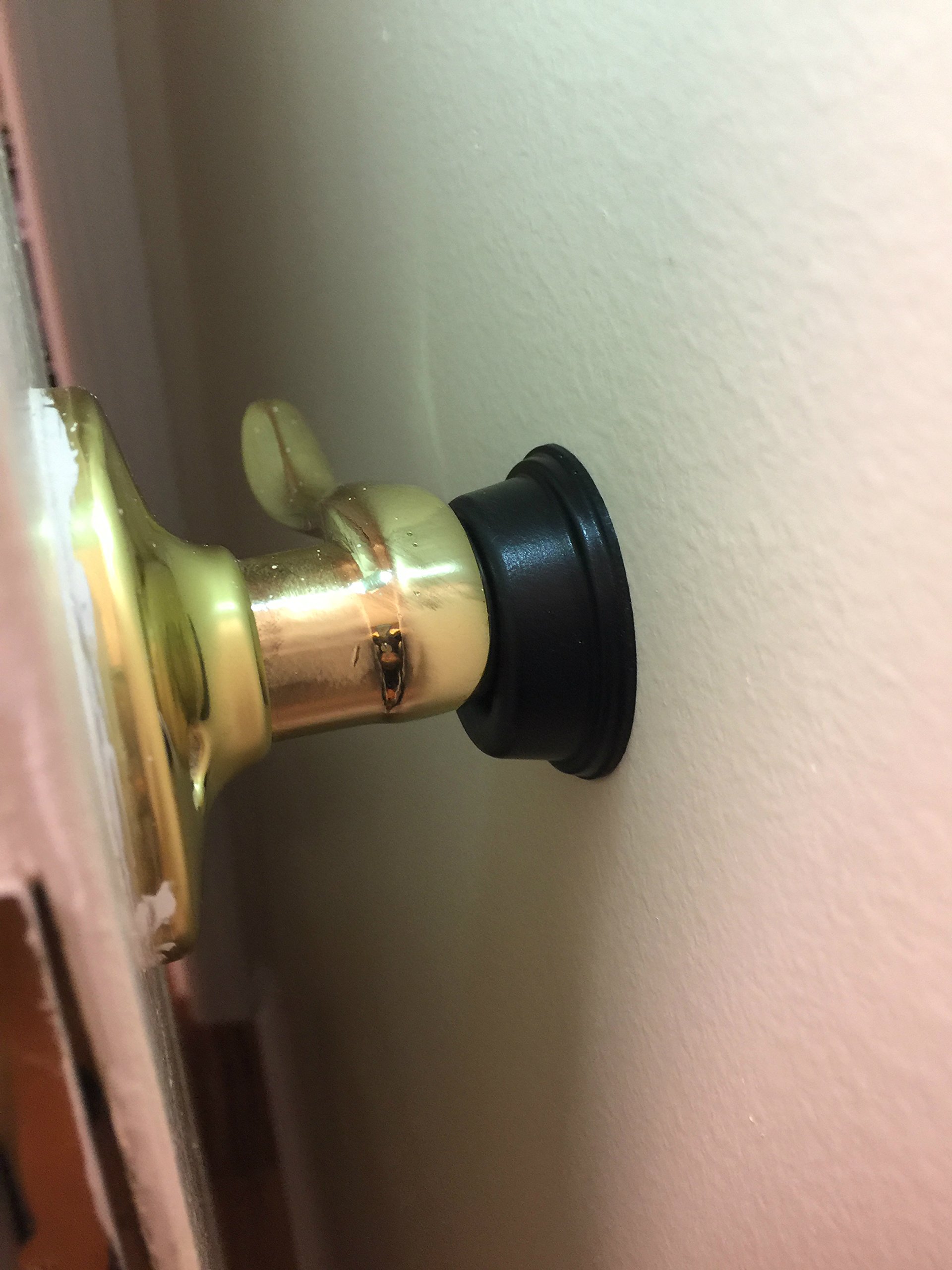 Rubber Door Stopper Bumpers (Pack of 4) Black - Made in USA - Self-Adhesive Wall Protectors. Prevent Damage to Walls from Door Knobs Handles, Guard and Shield