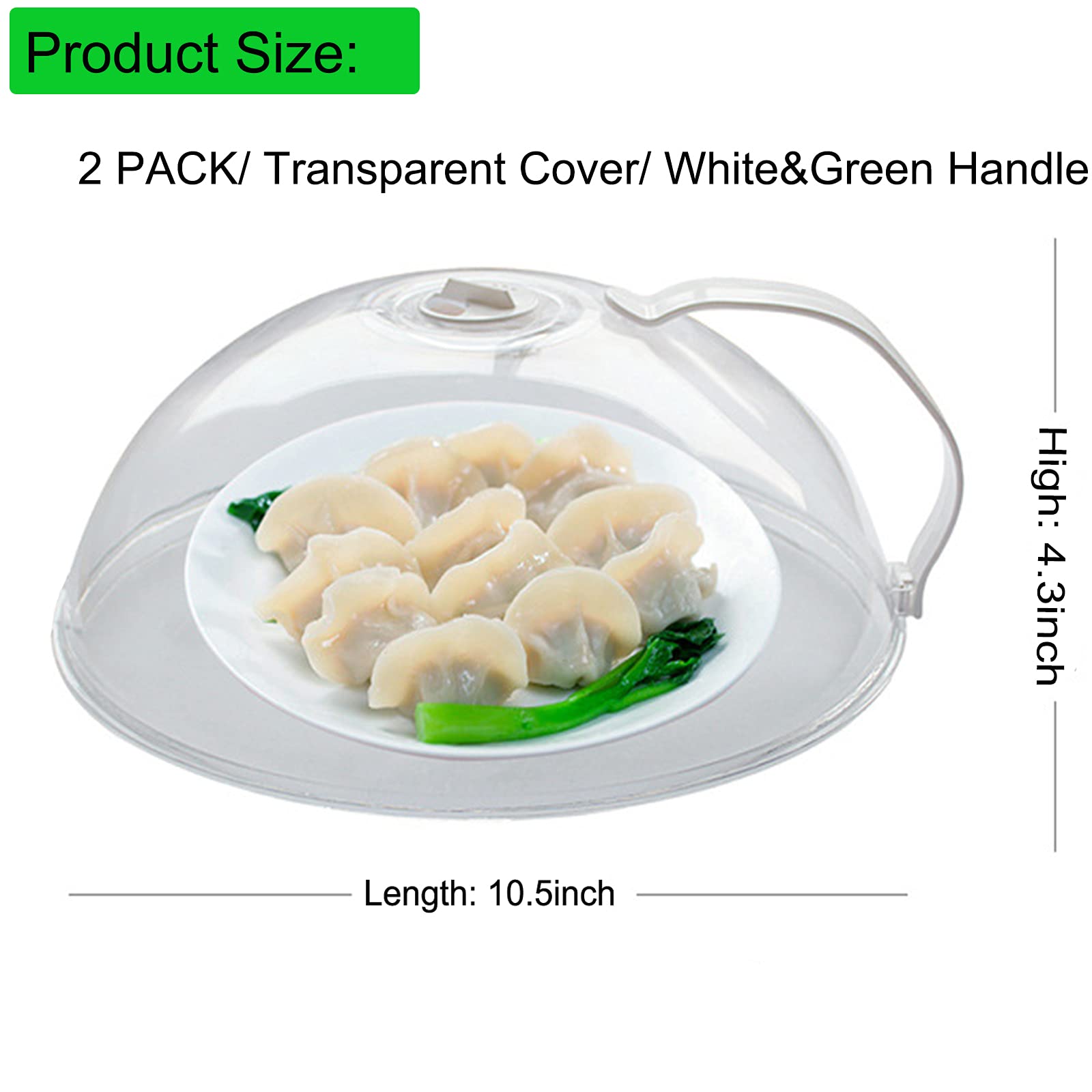 Set of 2 Microwave Splatter Cover, Deep Microwave Cover for Food, Large Microwave Plate Cover with Handle Steam Vents Keeps Microwave Oven Clean BPA Free Transparent Cover