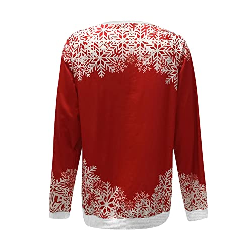 Women Long Sleeve Christmas 3d Print Tops Cute Fashion Pullover Autumn and Winter Round Neck Sweatshirt