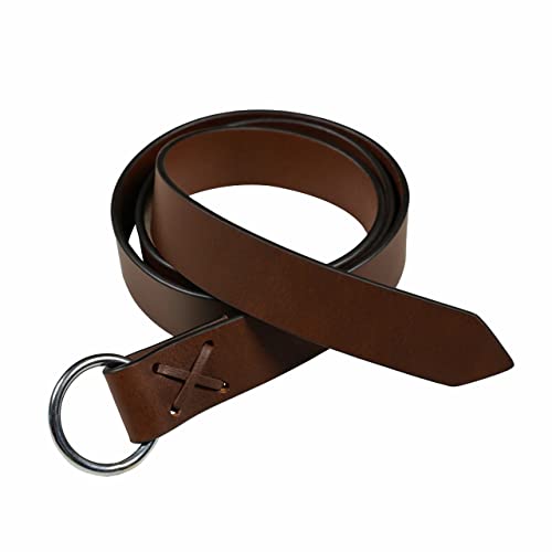 Mythrojan O Ring Medieval Leather Viking Belt LARP Renaissance Belt β Shuttle Brown