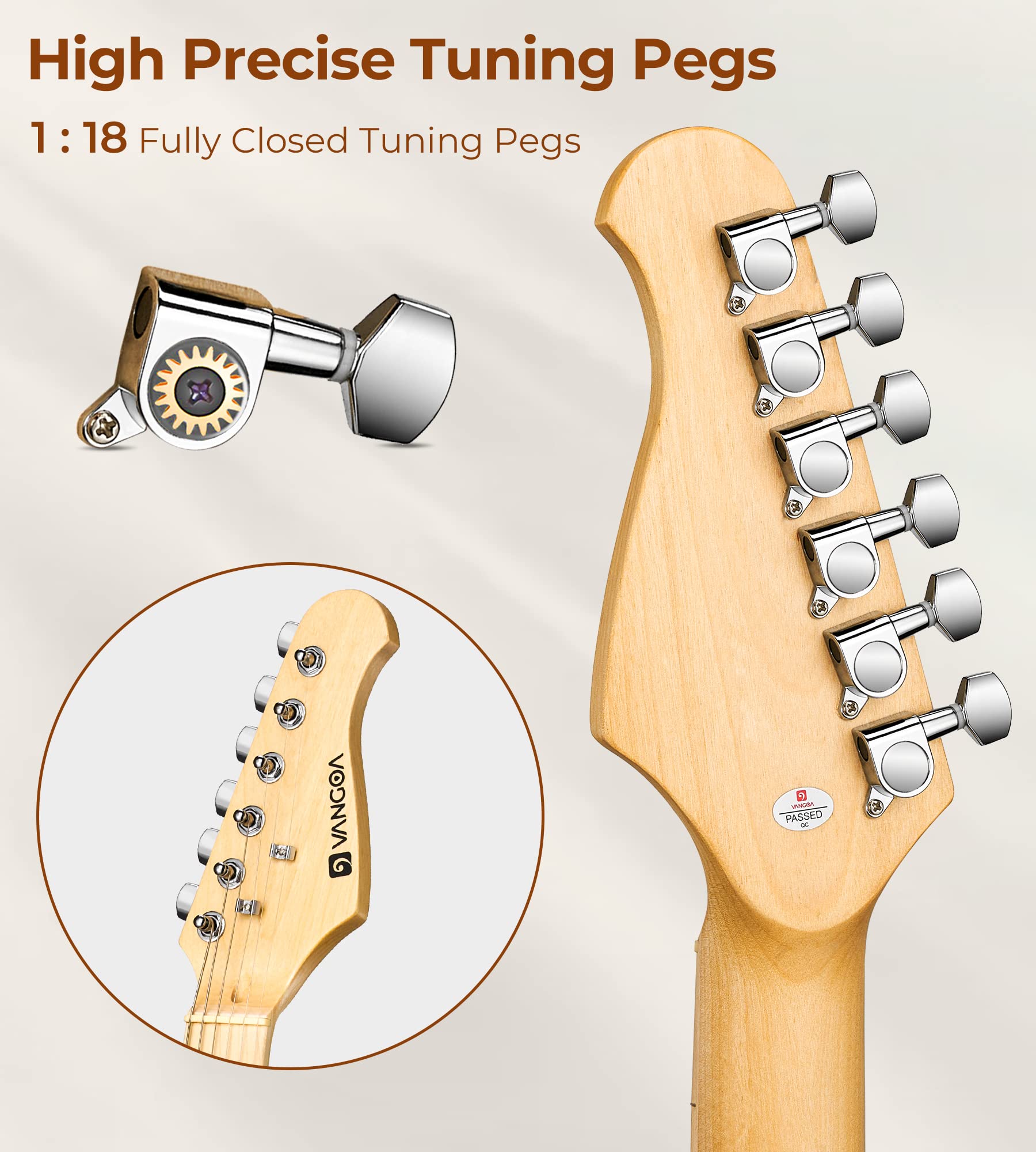 Vangoa Electric Guitar 39 Inch Full Size TELE Electric Guitar Solid Body Beginner Kit for Adult Teens with Bag, Strap, Cable, White