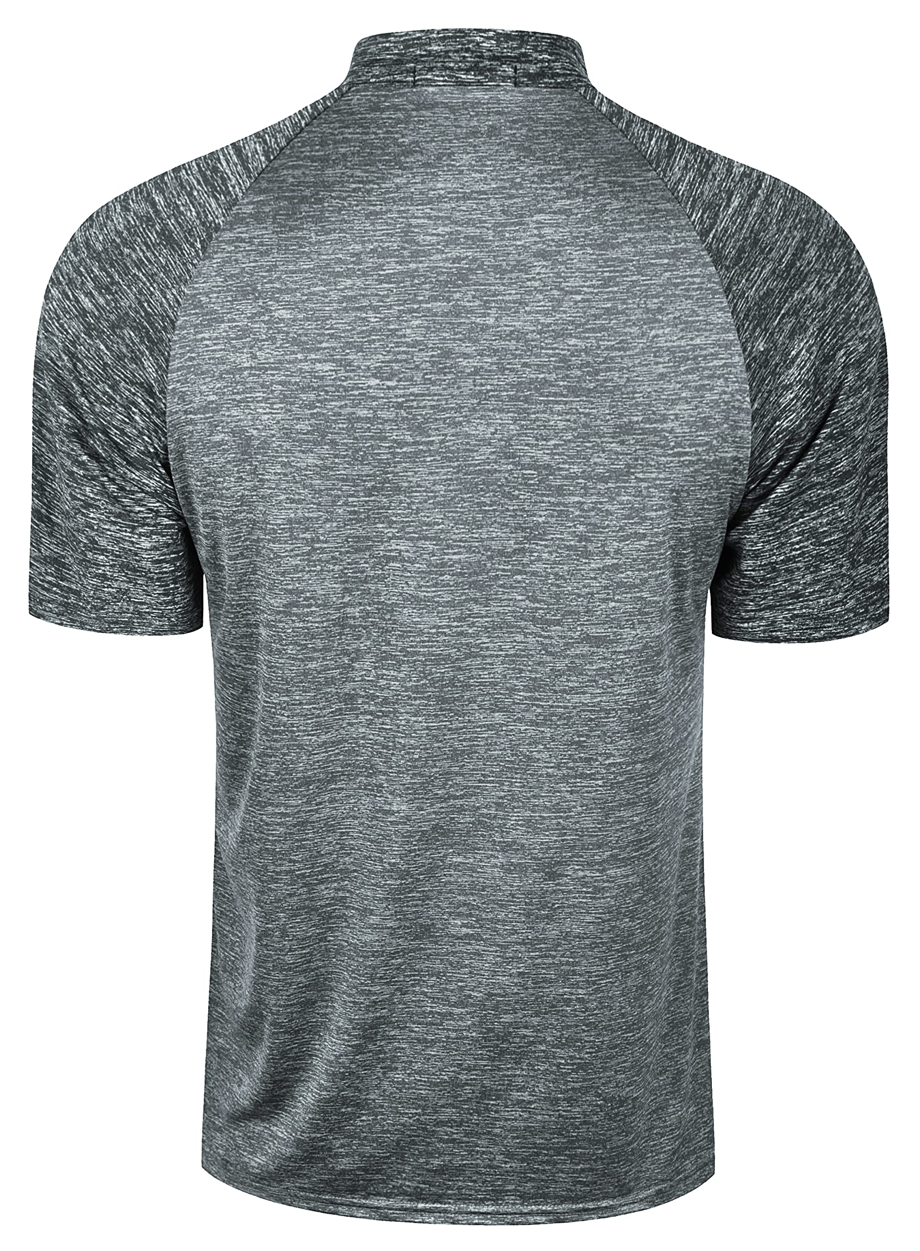TAPULCO Mens Quarter Zip Quick Dry Active Sports Shirt Tech Short Sleeve Color Block Breathable Pullover Athletic Modern Casual Daily T-shirt Grey Large
