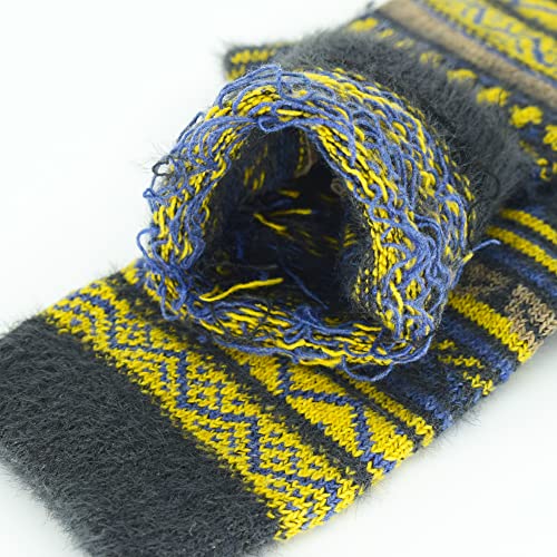 TSoduce Winter Wool Socks for Women Vintage Warm Thick Cozy Rabbit Wool Thermal Boot Crew Hiking Ladies Socks Pack 3 Pairs (Group A)