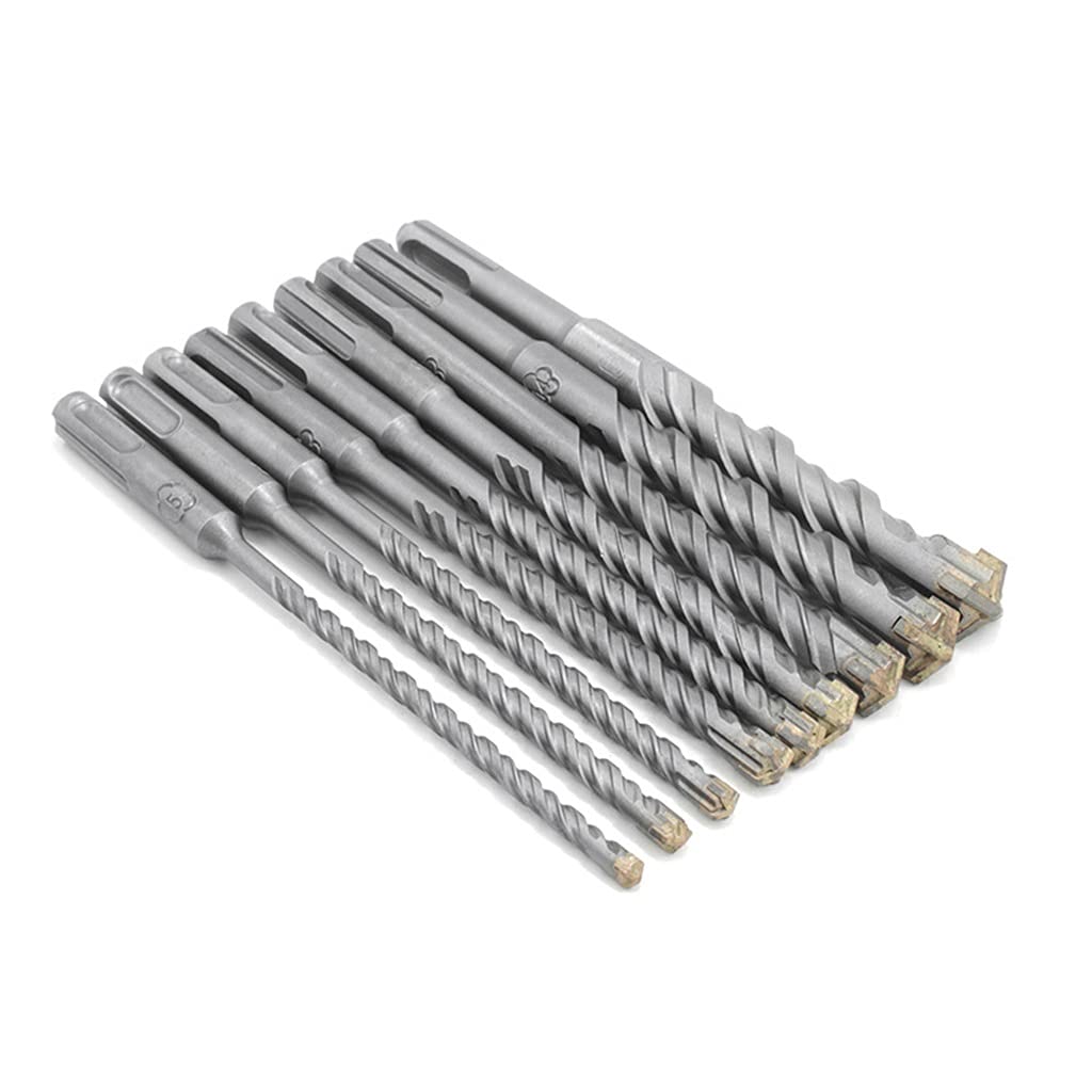 WDBBY 9pcs SDS Plus Drill Bit Set 160mm for Concrete Wall Brick Block Masonry Hole Saw Electric Hammer Drilling Bits 5 6 8 10 12 14 mm
