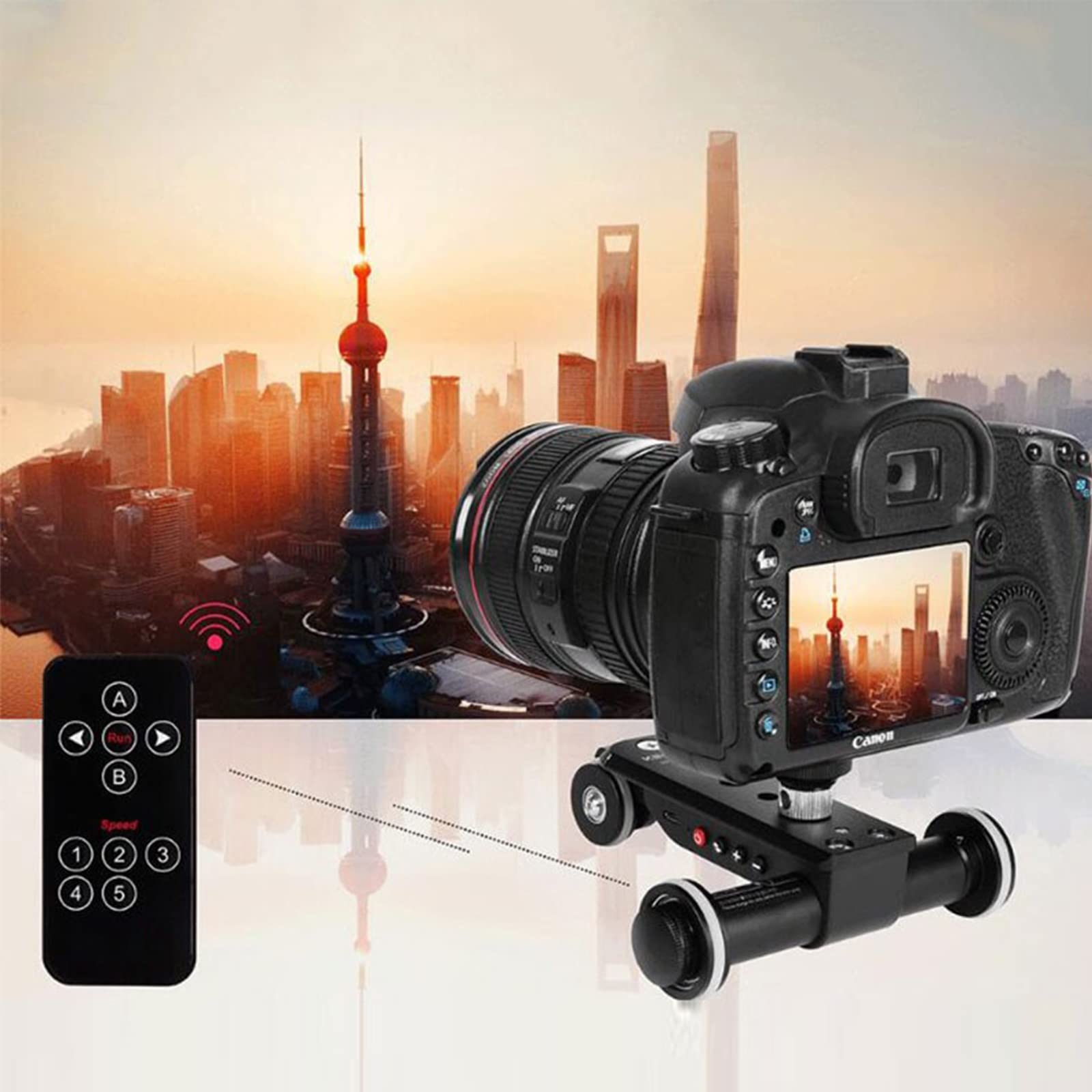 Suerthy Camera Slider, Panoramic Camera Electric Car, with Remote Control, All Aluminum Alloy Material, Cameras and cellphones can be Used Mute Pulley