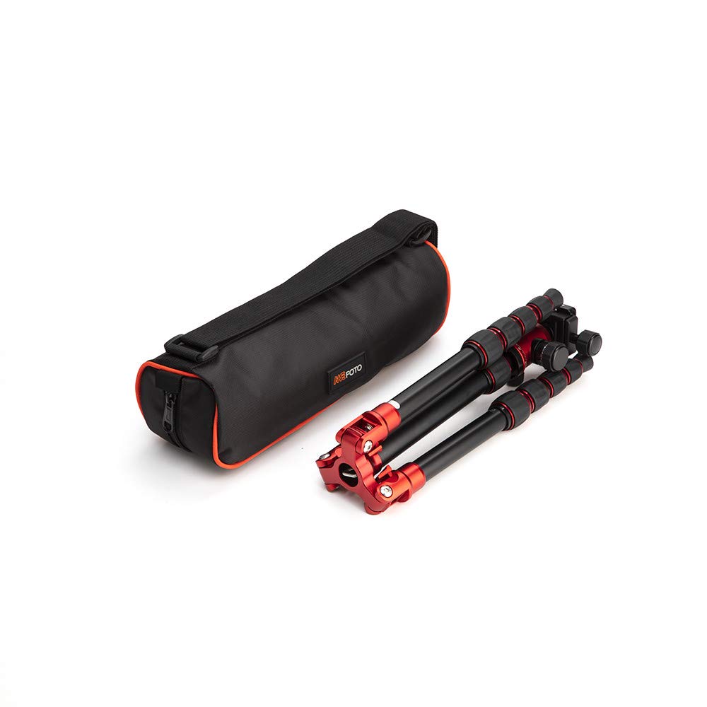 MeFOTO BackPacker Classic Lightweight 51.2" Aluminum Travel Tripod Kit w/Case, Twist Locks, Double Action Ballhead w/Arca Swiss Plate - Red (A0350Q0R)