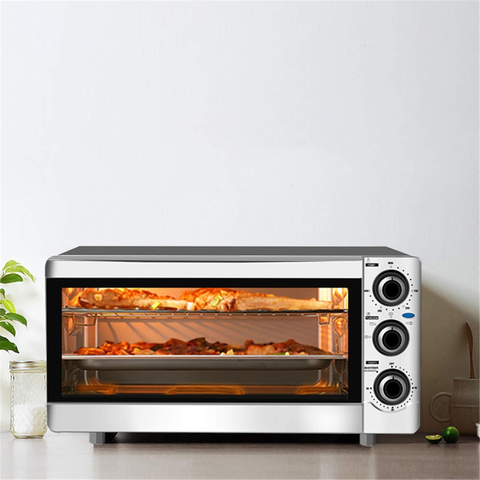 Microwave Oven in Silver Tact Built in Electric Single Oven Stainless Steel Premium Convection Halogen Oven Cooker Ideal for Roasting,Baking