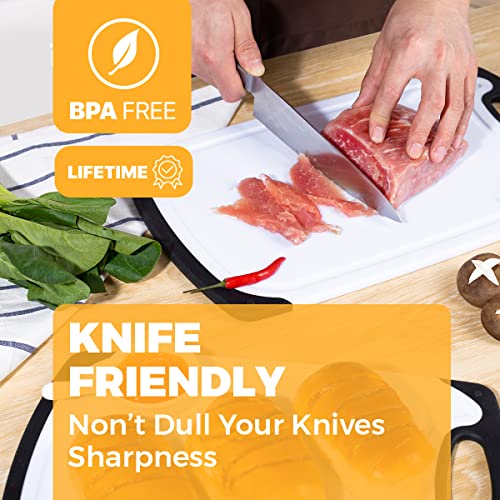 Riveira Plastic Cutting Board Set of 3 - Plastic Cutting Boards for Kitchen Dishwasher Safe Non-Slip - Plastic Cutting Board with Juice Groove - Lg 15.7" x 9.5" - Med 12.4" x 7.7" - Sm 9.8" x 5.8"