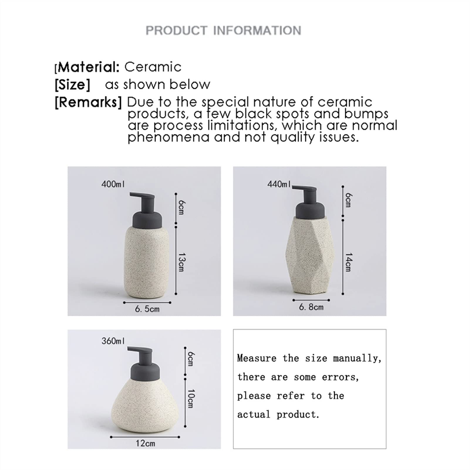 QTBH Soap Dispenser Ceramic Liquid Foam Soap Dispenser Portable Shampoo Conditioner Body Wash Lotion Pump Bottle Bathroom Accessories Soap Pump (Color : B2)