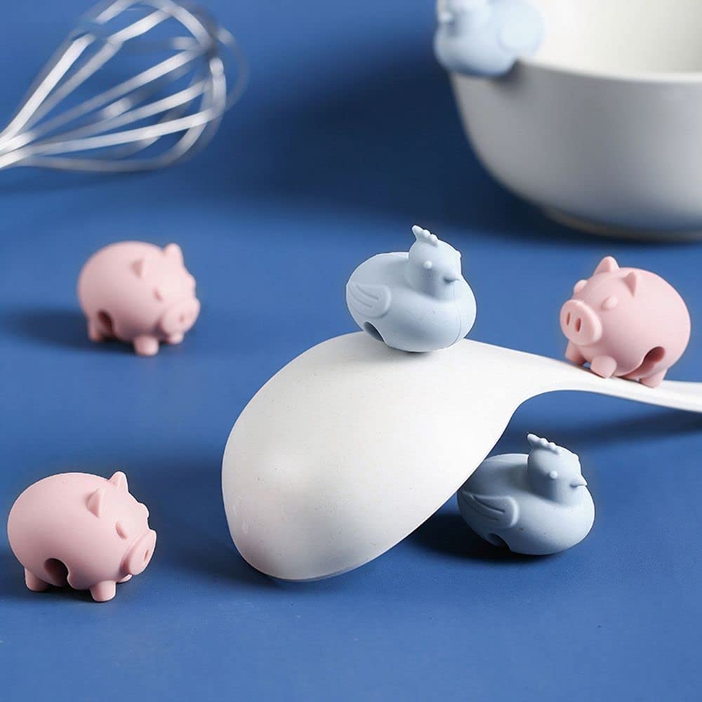 Pot Lid Clips Pig Chicken Spill Stopper Cartoon Silicone Kitchen Gadget Set Cooking Prevent Overflow Tool(1pc-pig)