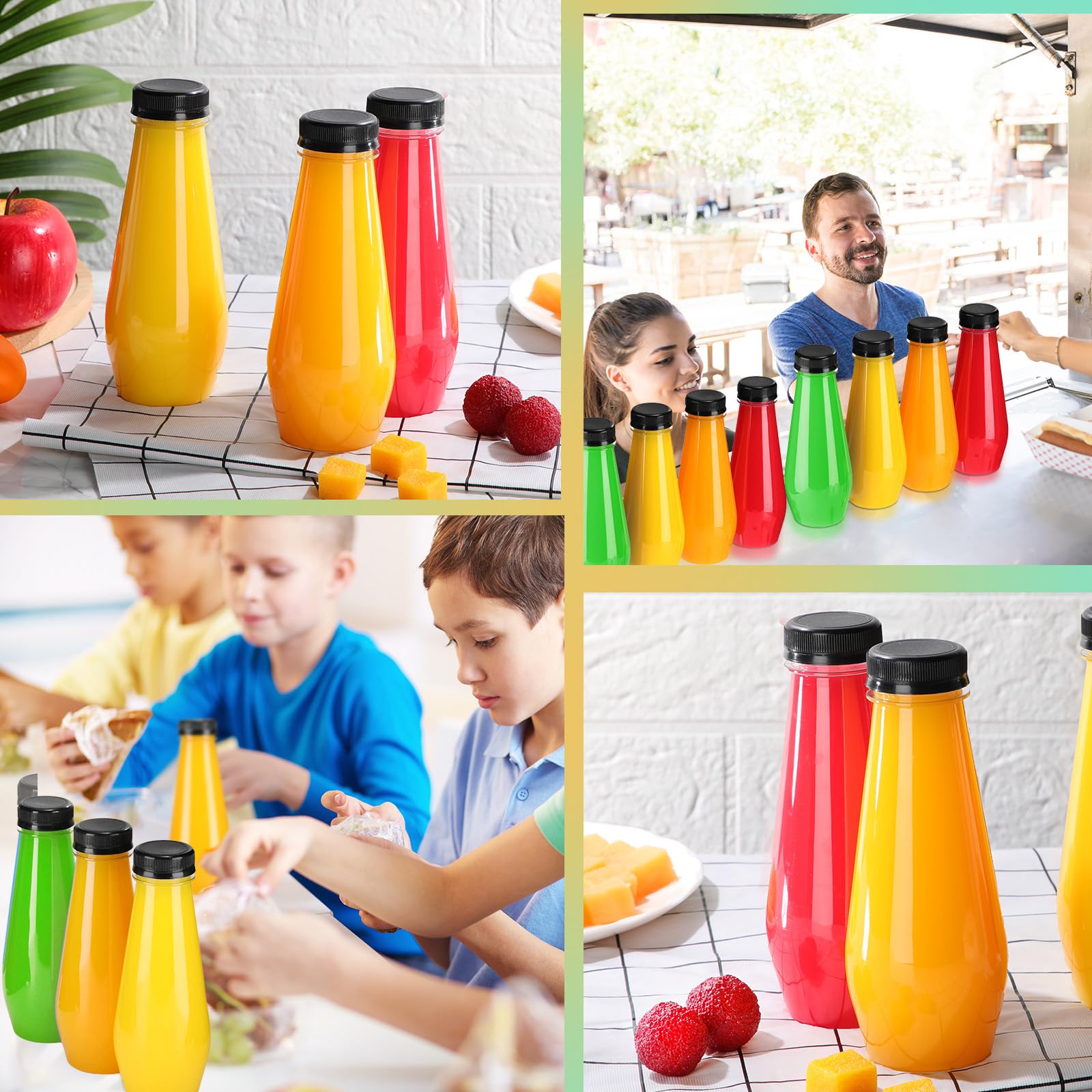 Mumufy 48 Pieces Plastic Juice Bottles Bulk with Caps, Small Reusable Juice Bottles Empty Clear Bottles Beverages Drink Containers Cone Mini Fridge Bottles for Juicing Smoothies Tea Milk (8 oz)