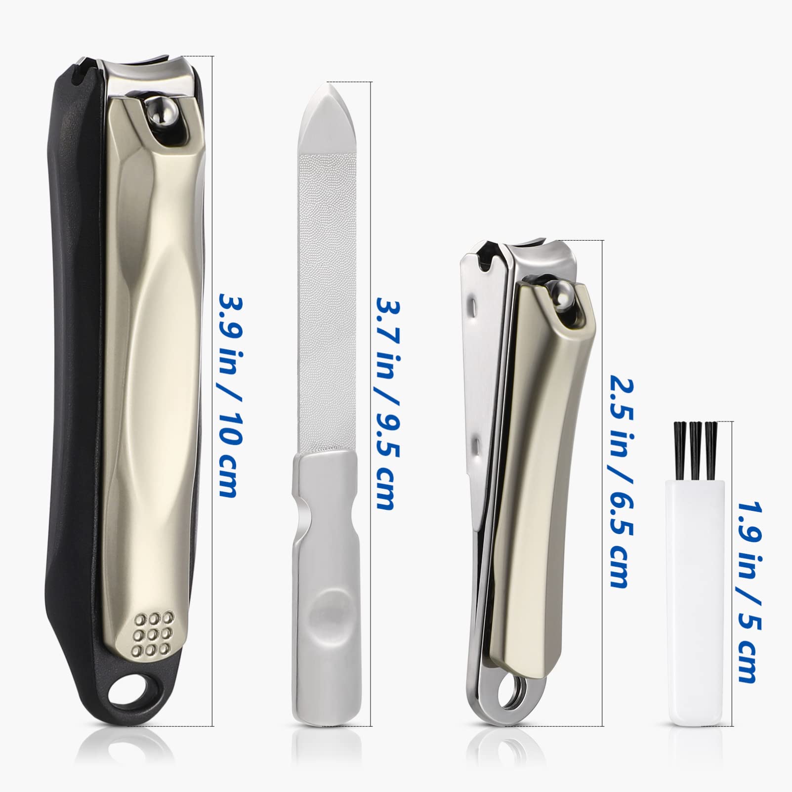 Nail Nipper, Premium Stainless Steel Fingernail and Toenail Clipper Cutters,Nail Cutters Sets with Nail File and Cleaning Brush for Seniors, Aducts,