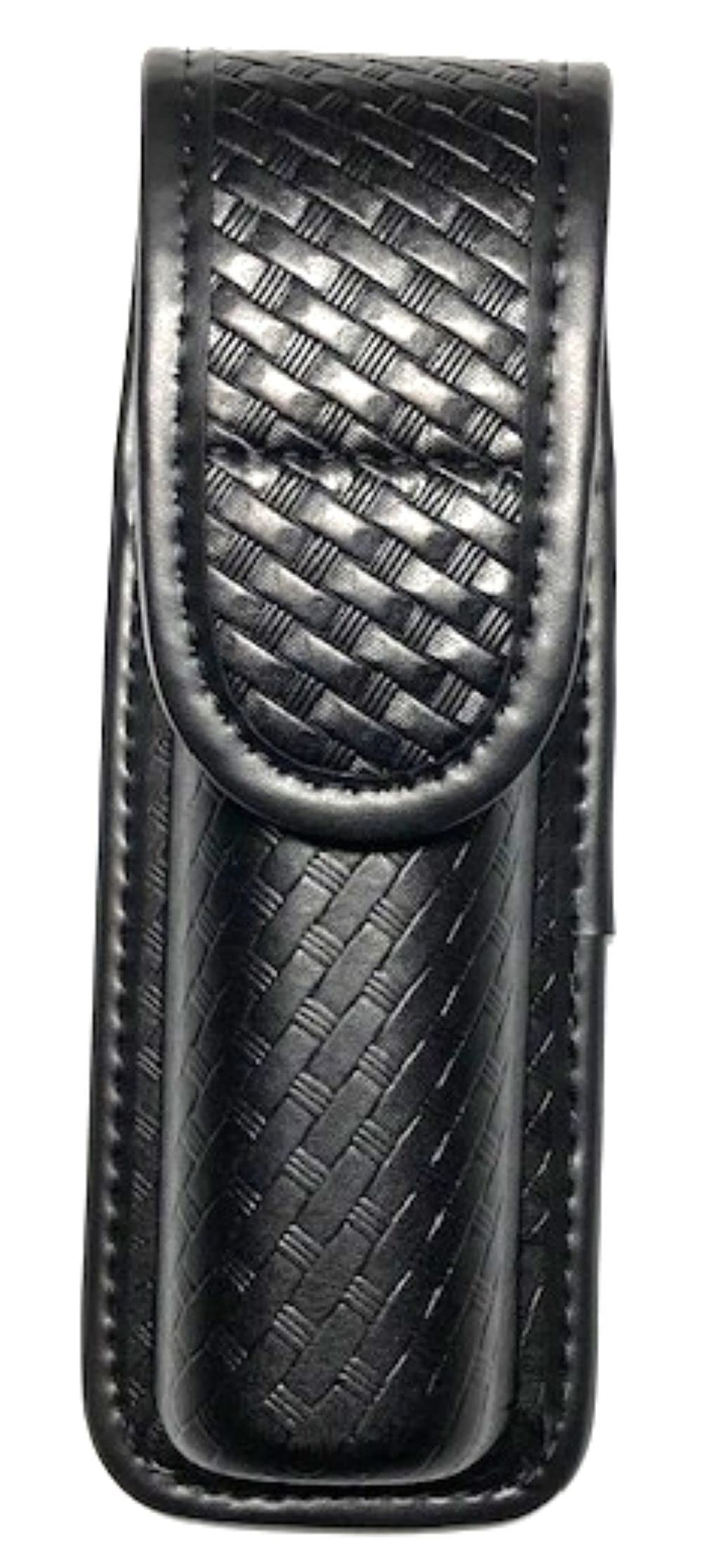 Small Pepper Spray Holder with Strong, Durable Back Strap & Hidden Snap Closure for Police/Security - Synthetic Leather - OC/Mace Spray Holder for MK3 Or 2-3 Oz Canister, Black