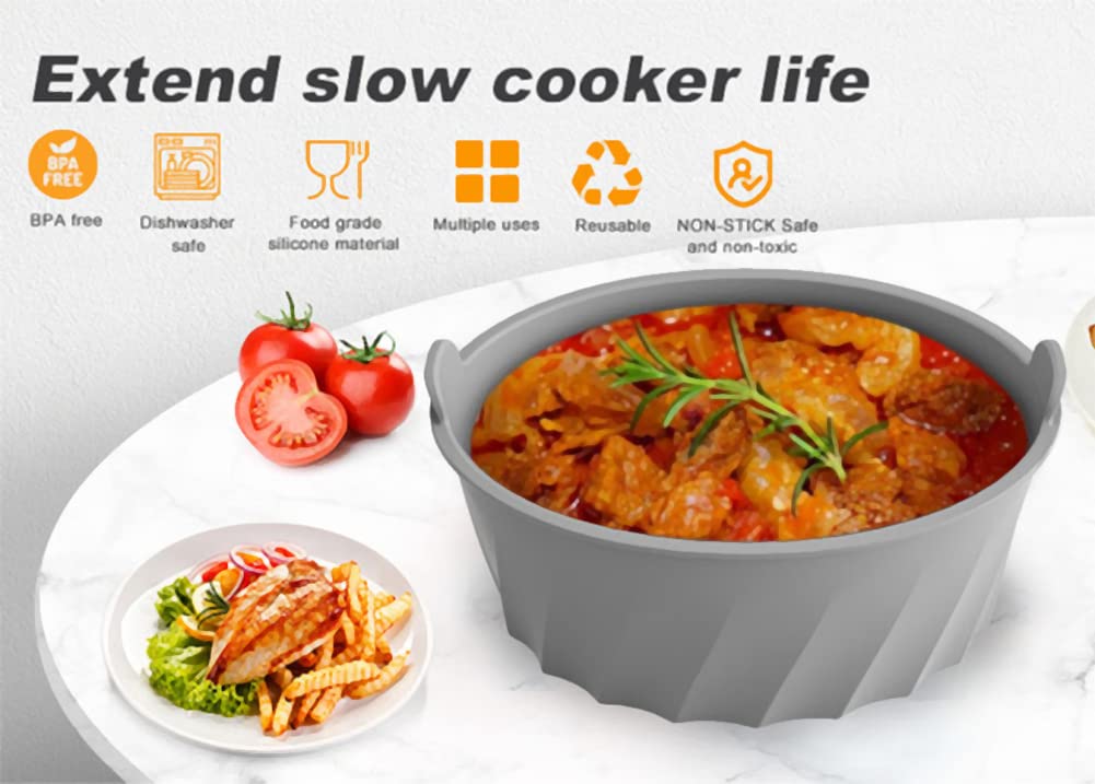 Silicone Crock Pot Liner Reusable Fits 6 Quart Slow Cooker Liners 2Pcs