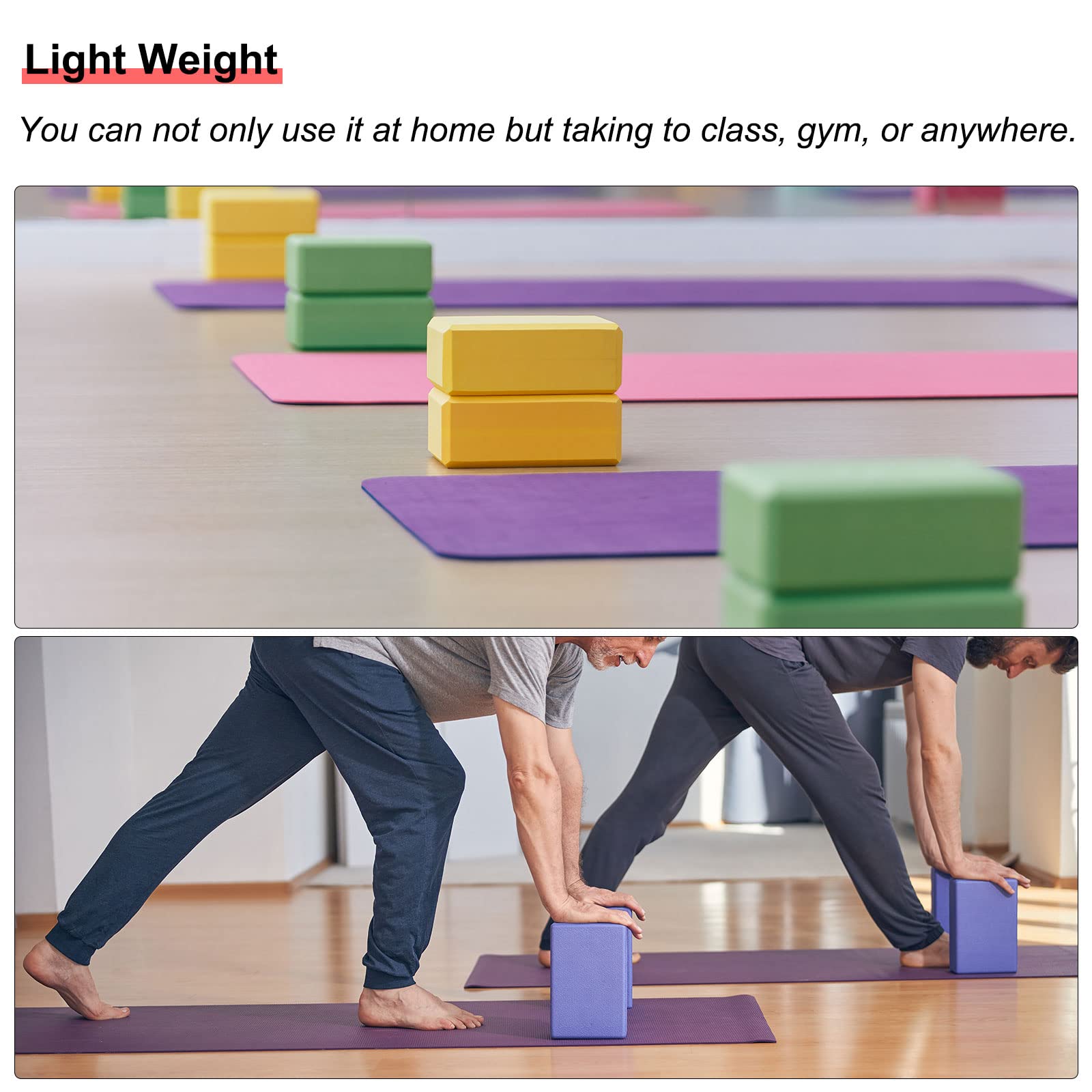 uxcell Yoga Block 9"x6"x3" Light Weight High-Density EVA Foam Brick for Beginners, Yogis, Pilates, Meditation, Purple