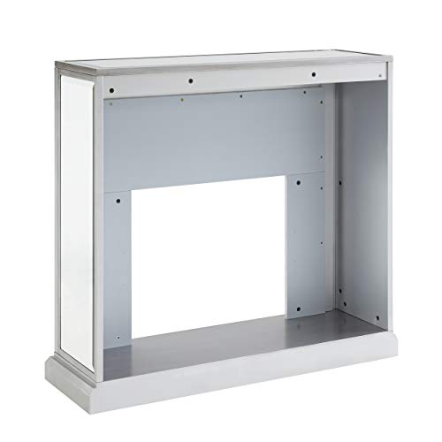 SEI Furniture Trandling Mirrored & Faux Marble Color Changing Electric Fireplace, Antique Silver-White Marble
