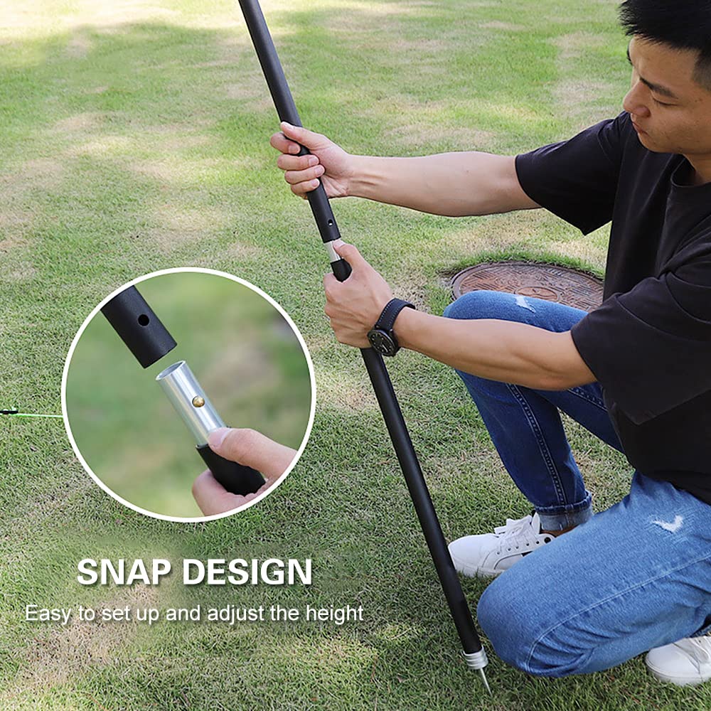 Taruor Telescoping Tarp Poles,2.9M Awning Support Tent Poles Lightweight Foldable Aluminum Tarp Poles Stands for Canopy Awning Shelter Frames